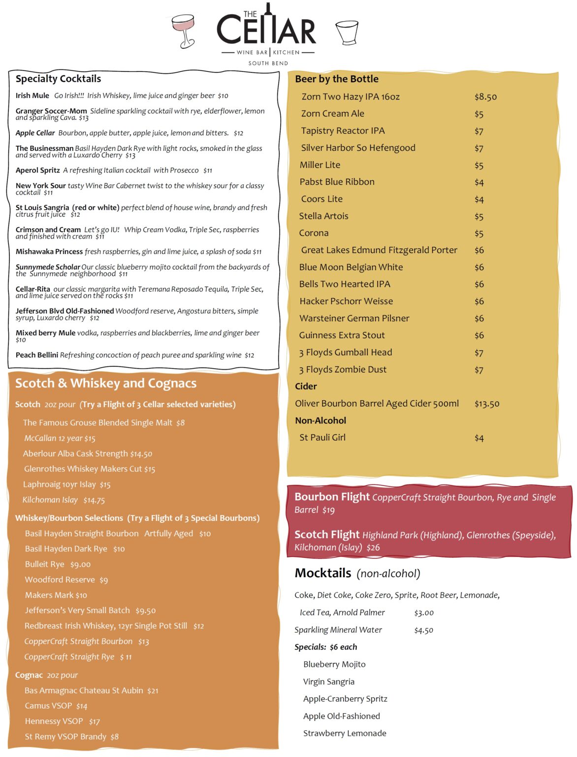 Cellar Menu