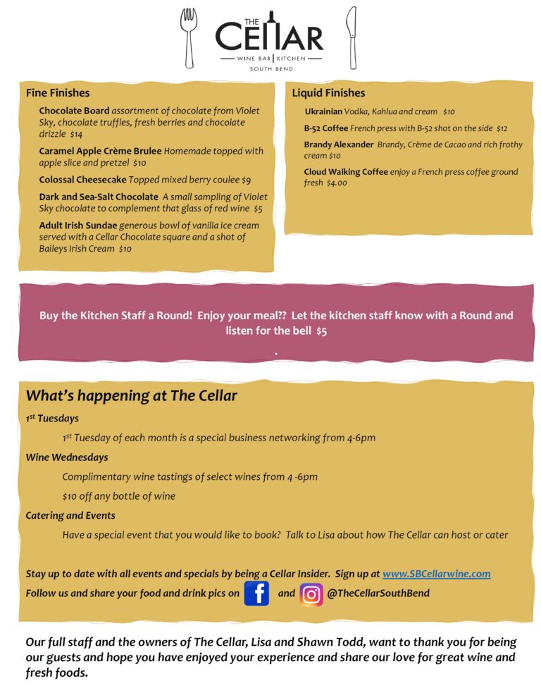 Cellar Menu