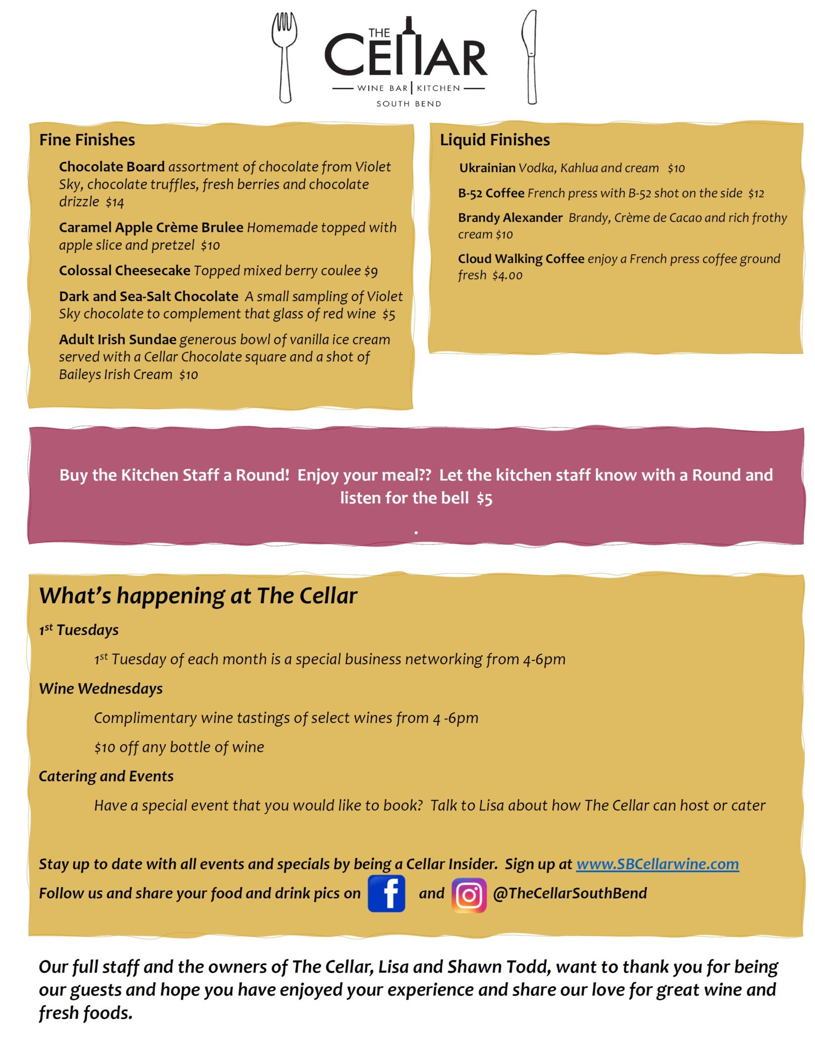 Menu - The Cellar Wine Bar and Kitchen