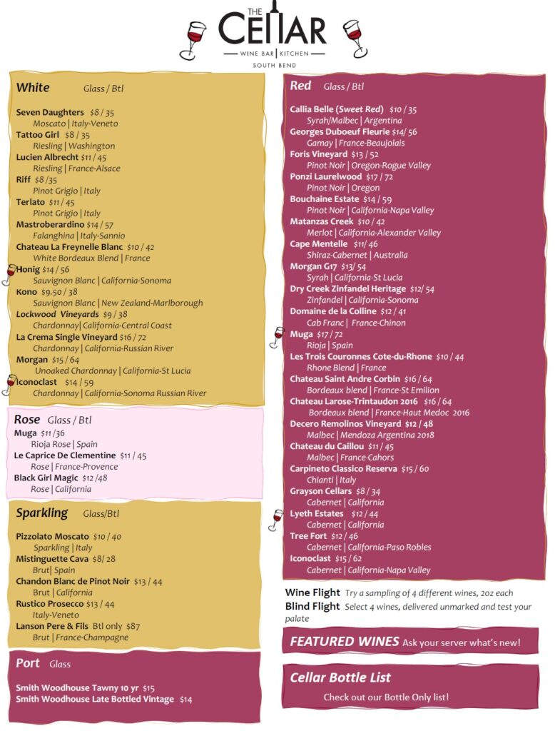 Cellar Menu