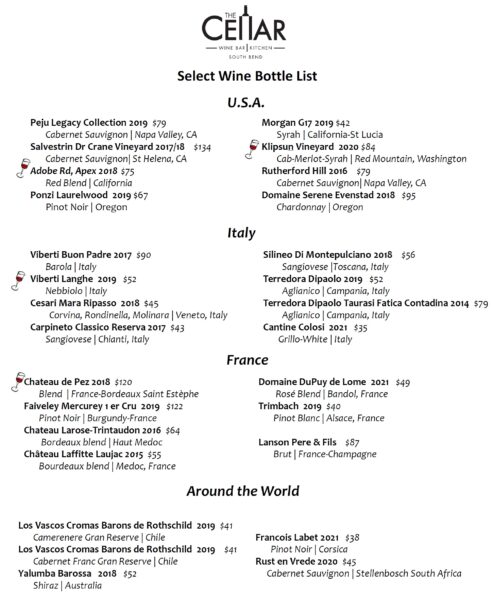 Menu | The Cellar Wine Bar & Kitchen
