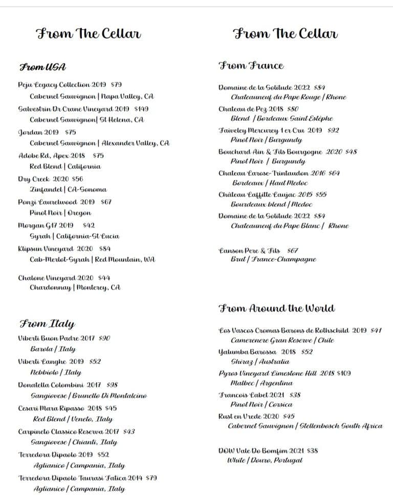 Menu | The Cellar Wine Bar & Kitchen