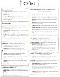 Menu | The Cellar Wine Bar & Kitchen
