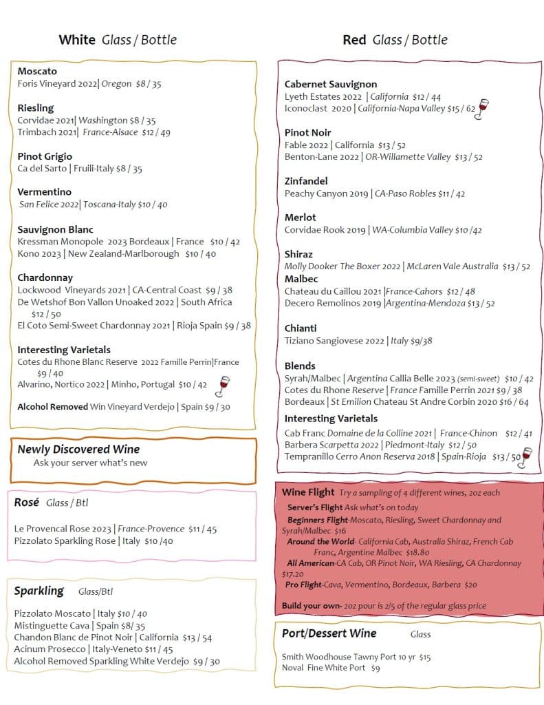 Menu | The Cellar Wine Bar & Kitchen